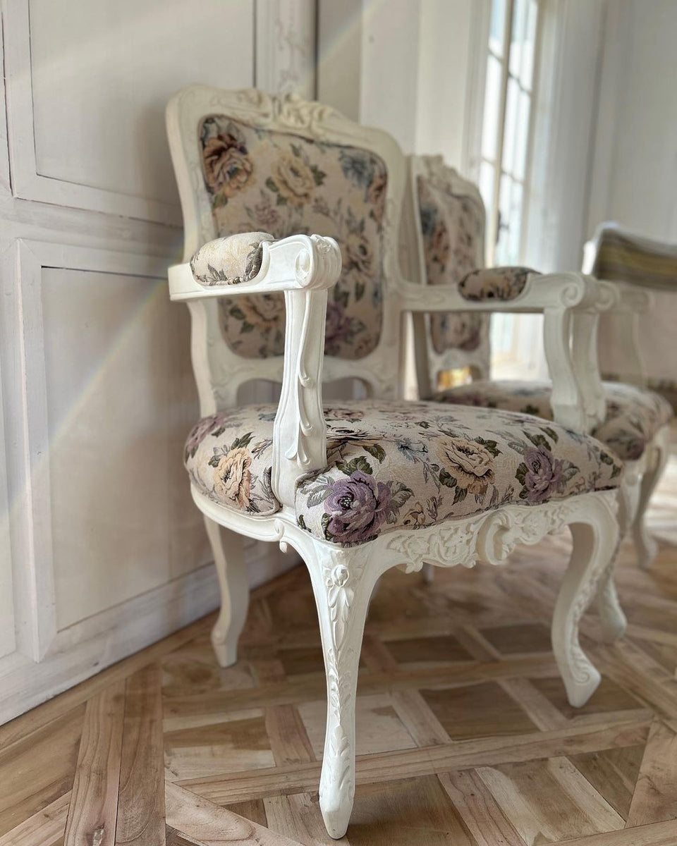 Rococo dining armchairs with intense carvings – Parrot & Lily Pvt Ltd