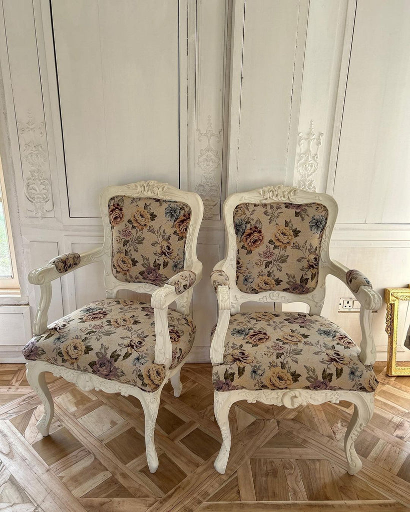 Rococo dining armchairs with intense carvings – Parrot & Lily Pvt Ltd